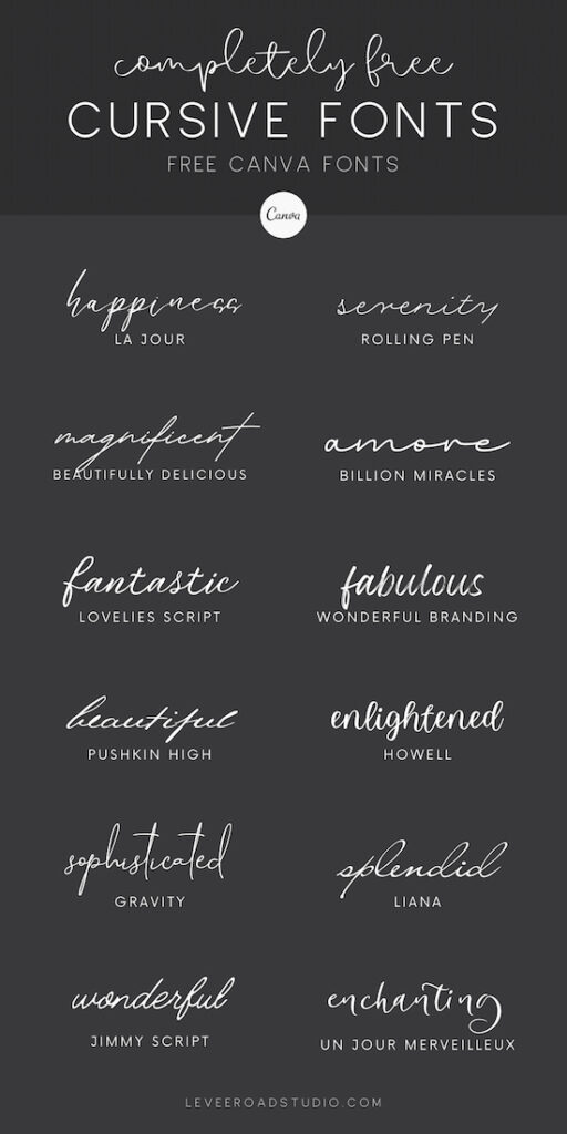 Best Free Cursive Fonts on Canva | Levee Road Studio