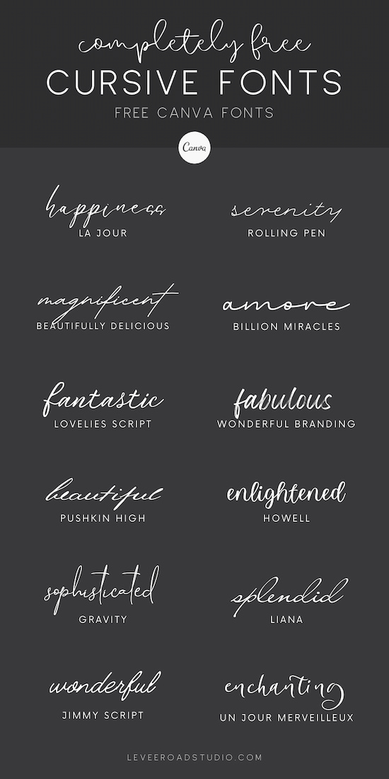 Best Free Cursive Fonts on Canva | Levee Road Studio
