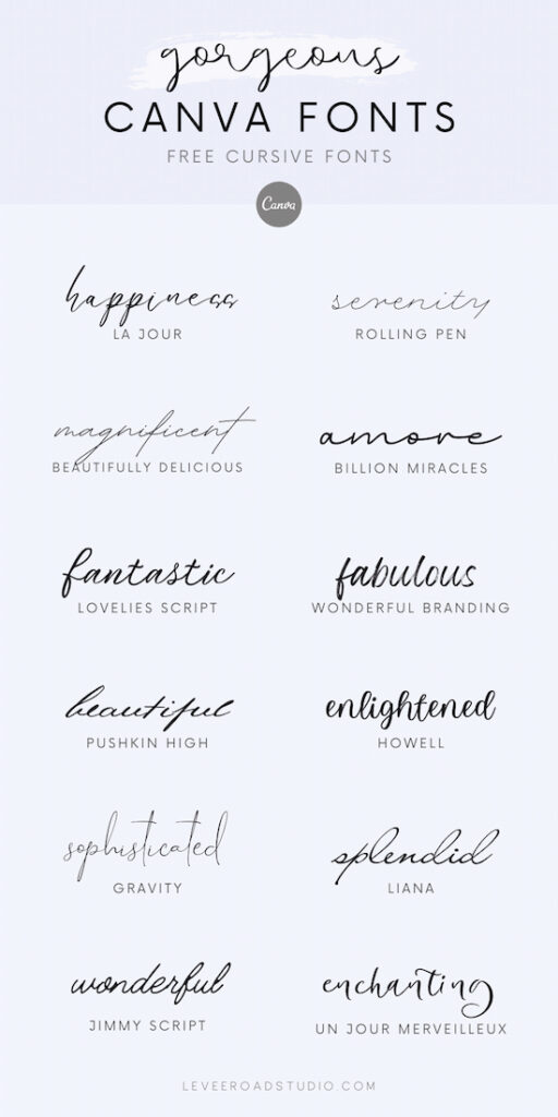 Best Free Cursive Fonts on Canva | Levee Road Studio
