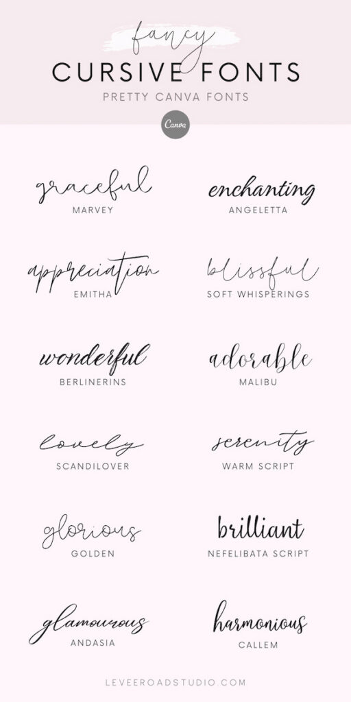 Pretty Cursive Fonts to Use on Canva | Levee Road Studio