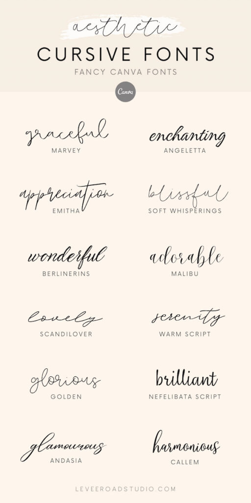 Pretty Cursive Fonts to Use on Canva | Levee Road Studio