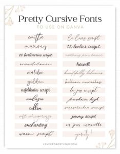 Best Free Cursive Fonts on Canva | Levee Road Studio