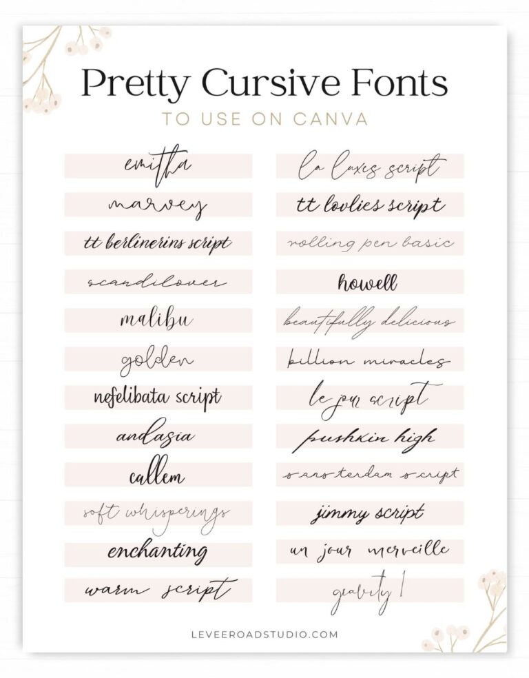 Best Free Cursive Fonts on Canva | Levee Road Studio
